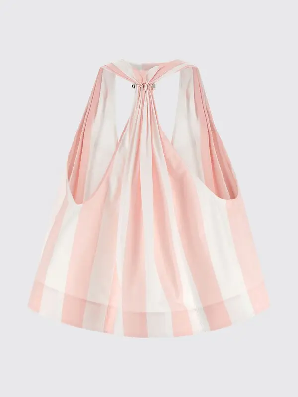 Jacquemus Norma Striped Cotton Off-the-shoulder V-neck Top - Pink