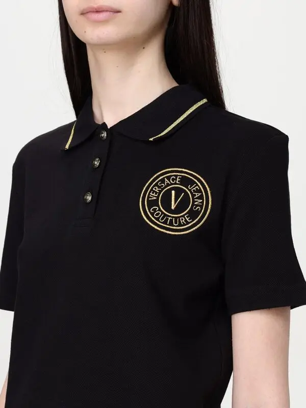 Versace Polo Shirt With Embroidered Logo - Black