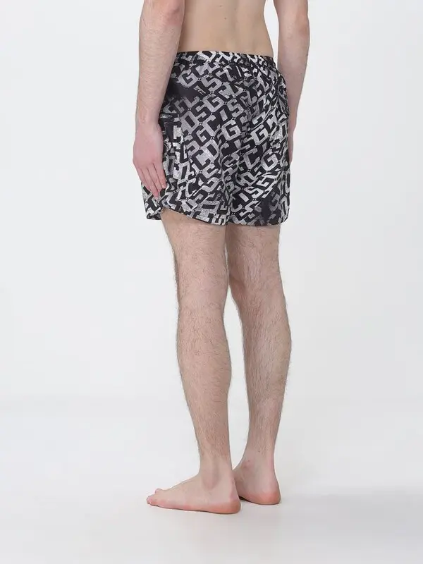 Gcds Nylon Swimsuit With All-over Logo - Black