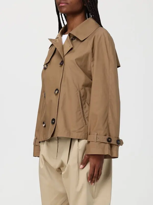 Max Mara Double Breasted Cotton Blend Trench Coat - Brown