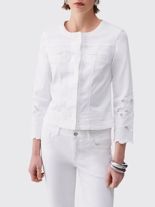Liu Jo Cotton Denim Jacket With Macramé Inserts