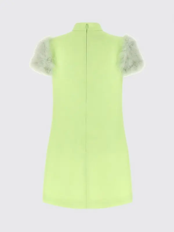 Valentino Garavani Virgin Wool And Silk Mini Dress With Feather Sleeves