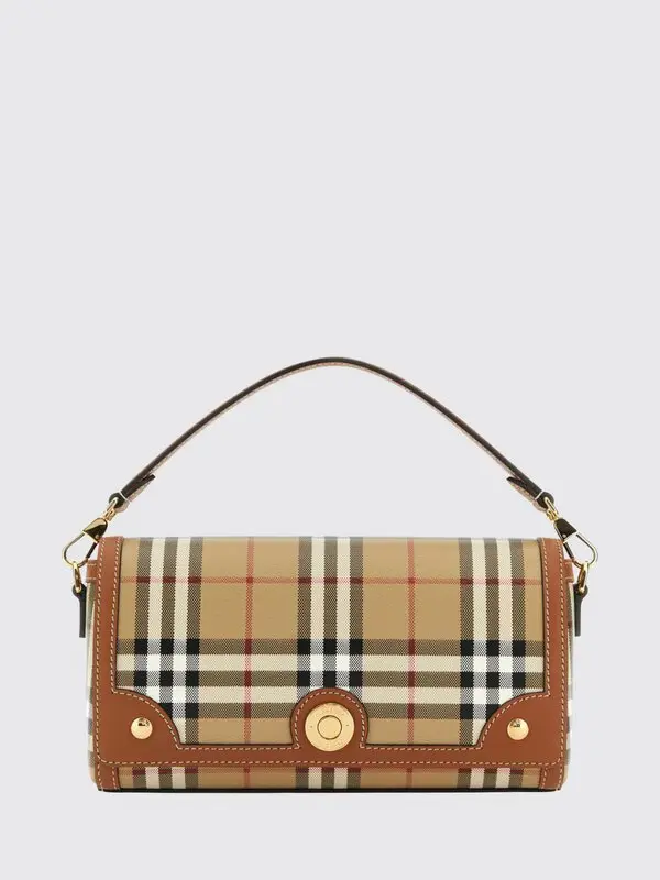 Burberry Small Note Handbag In Vintage Check Canvas And Leather - Brown