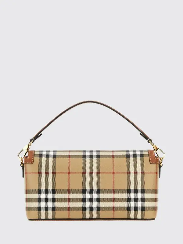 Burberry Small Note Handbag In Vintage Check Canvas And Leather - Brown