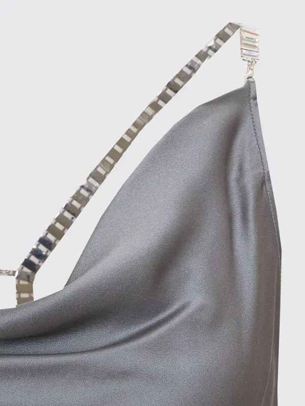 Patrizia Pepe Silk Top With Rhinestones - Grey