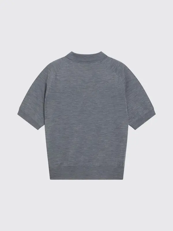 AMI Paris Knitted Wool Polo Shirt - Grey