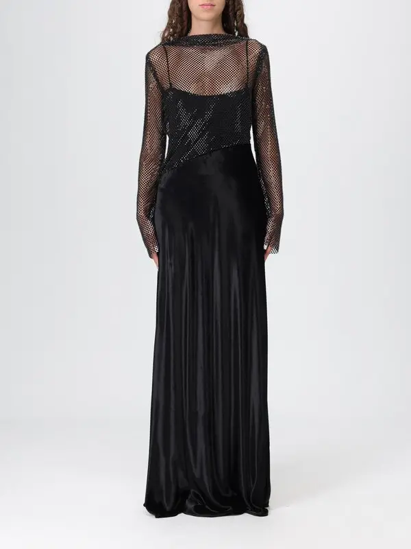 Alberta Ferretti Embellished Mesh And Velvet Maxi Dress