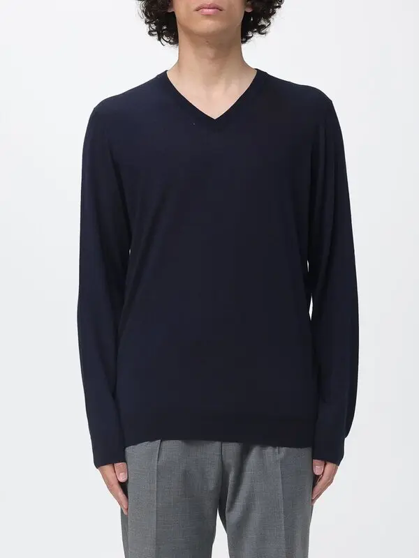 DRUMOHR Basic V-neck Merino Wool Sweater - Blue
