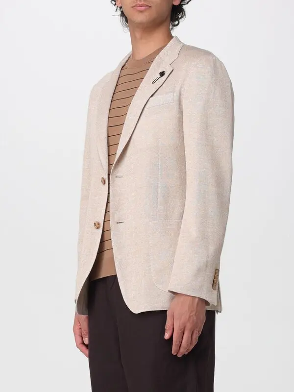 LARDINI Single-breasted Blazer In Linen Blend