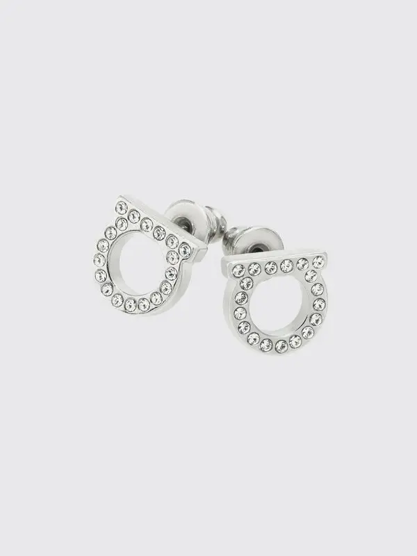 FERRAGAMO Gancini Crystal-embellished Brass Stud Earrings