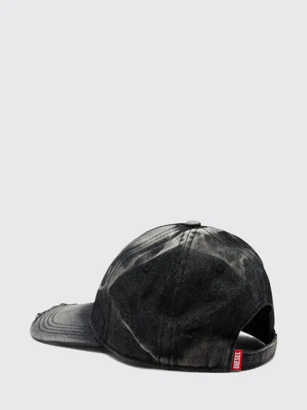DIESEL® Distressed Denim Baseball Cap With Oval D Logo