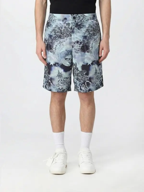 Off-White Printed Viscose Shorts - Blue