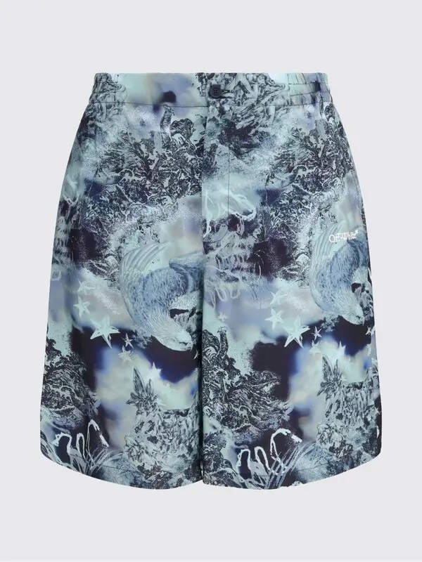 Off-White Printed Viscose Shorts - Blue