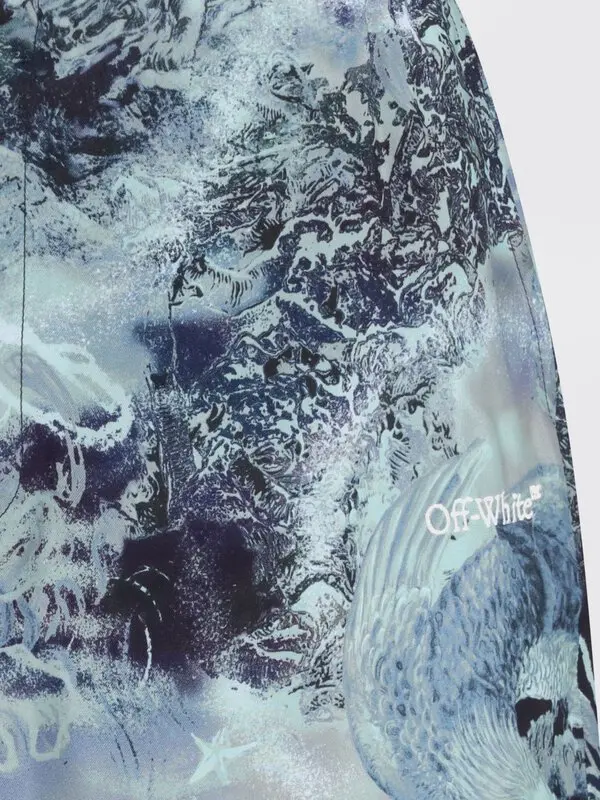 Off-White Printed Viscose Shorts - Blue