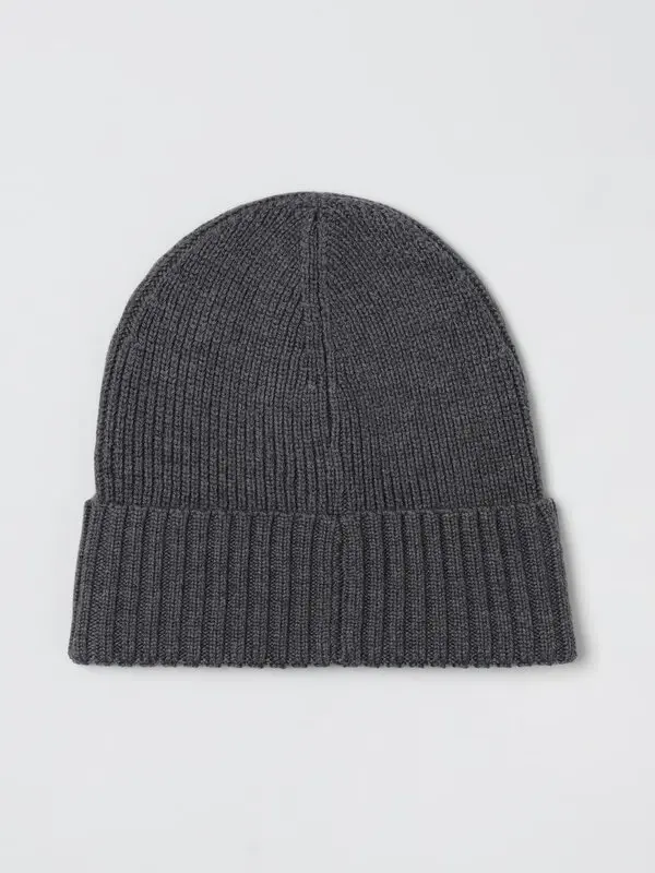 BOSS Ribbed Beanie With Logo Detail - Grey