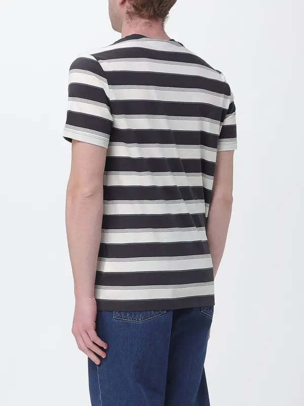Fred Perry Striped Cotton T-shirt With Logo - Grey