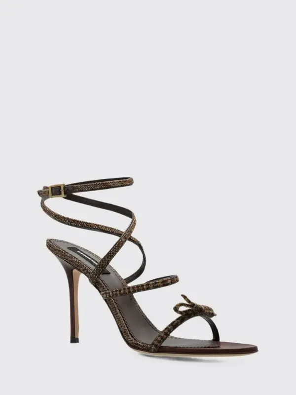 Dsquared2 Prince Of Wales Wool Stiletto Sandals With Bow Detailing