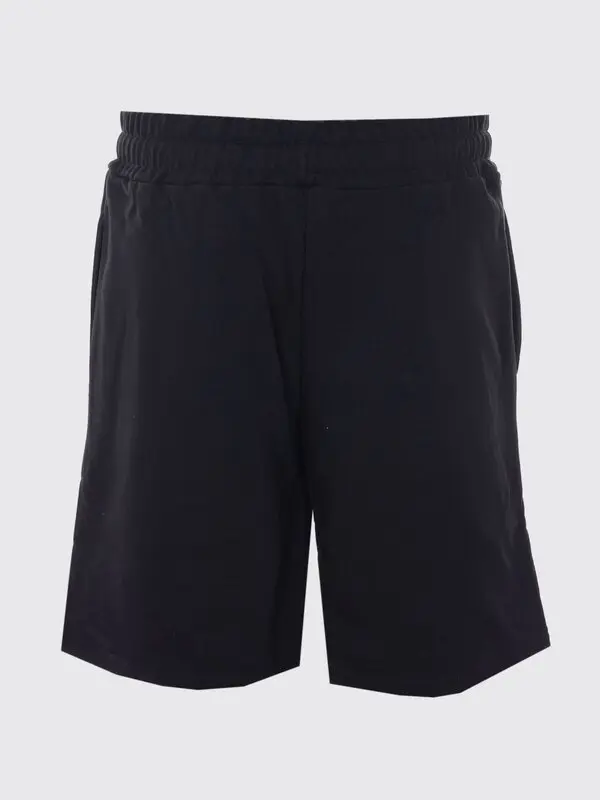 FAMILY FIRST Cotton Jogging Shorts With Slogan - Black