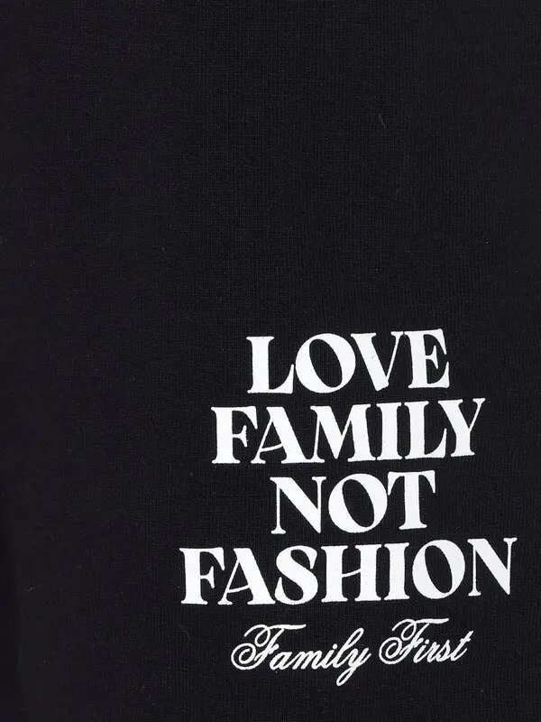 FAMILY FIRST Cotton Jogging Shorts With Slogan - Black