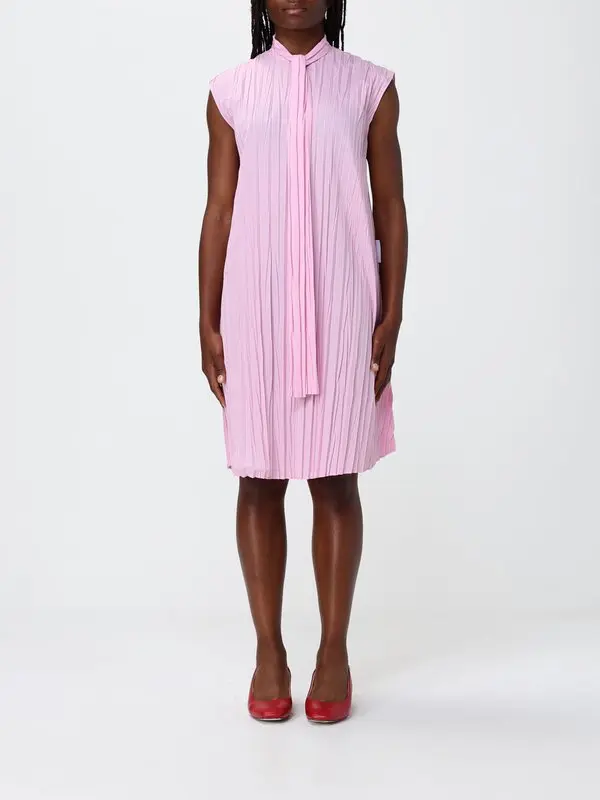 Moschino Pleated Cotton Blend Mini Dress