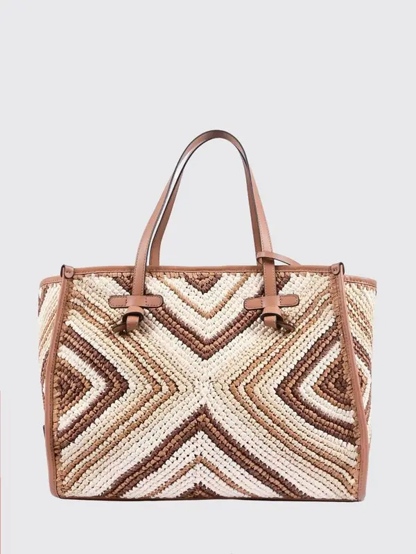 GIANNI CHIARINI Marcella Crochet Raffia Bag - Brown