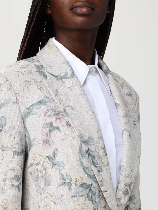 FORTE_FORTE Floral Linen Blend Single-breasted Blazer - Pink