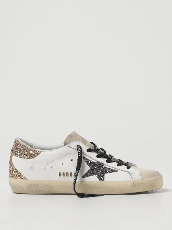 GOLDEN GOOSE Super-star Distressed Leather And Glitter Lace-up Sneakers