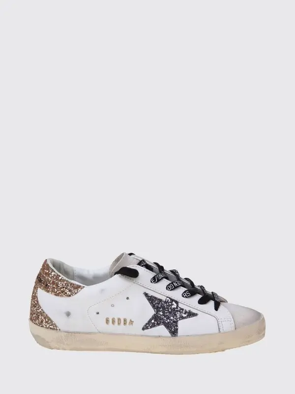 GOLDEN GOOSE Super-star Distressed Leather And Glitter Lace-up Sneakers