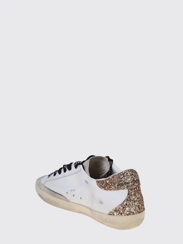 GOLDEN GOOSE Super-star Distressed Leather And Glitter Lace-up Sneakers