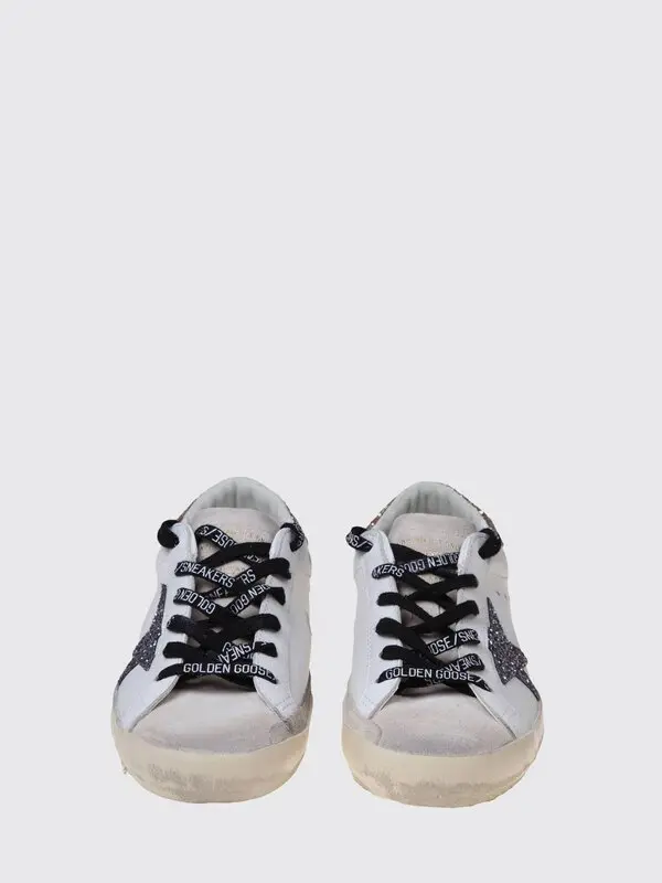 GOLDEN GOOSE Super-star Distressed Leather And Glitter Lace-up Sneakers