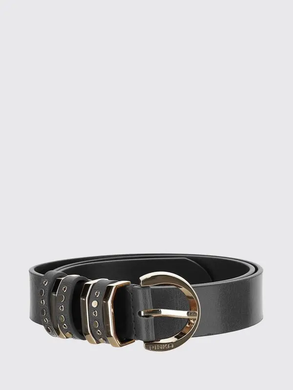 Pinko Leather Belt With Studs - Black