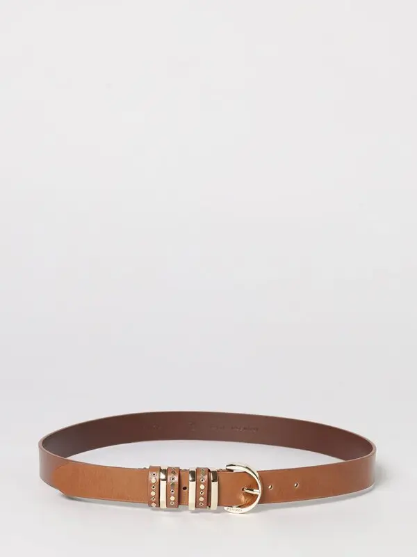 Pinko Leather Belt With Studs - Brown