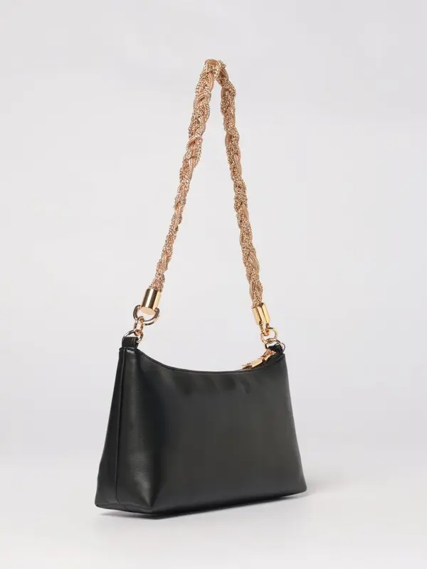 Moschino Faux Leather Shoulder Bag With Metallic Mesh Handle - Black