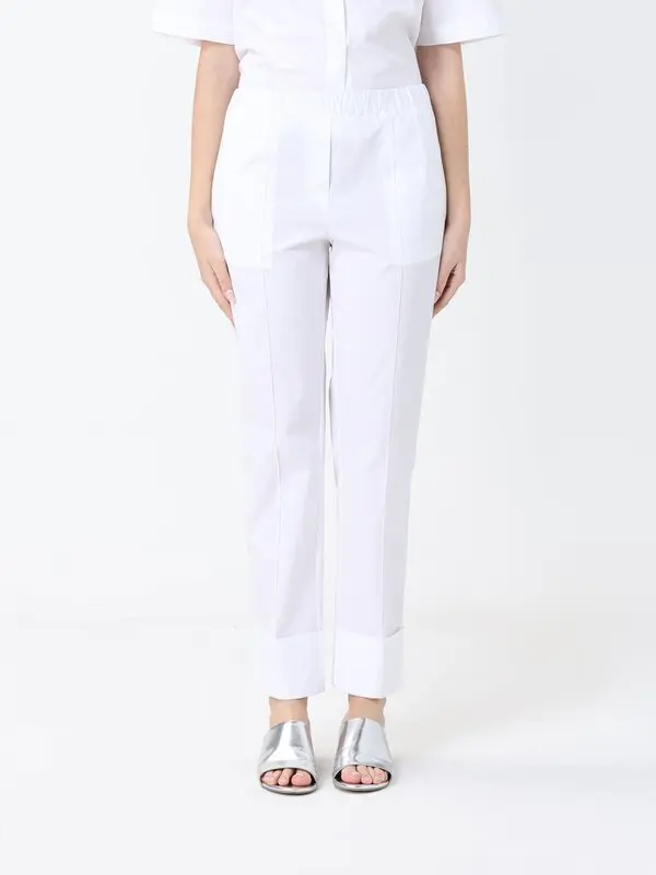SEMICOUTURE Romana Cotton Poplin Trousers - Brown