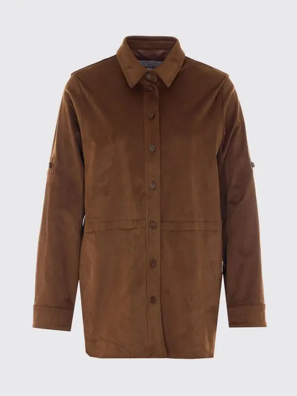 URBANCODE Faux Suede Shirt With Spread Collar - Brown