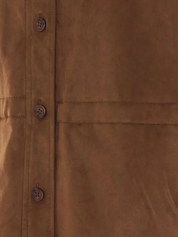 URBANCODE Faux Suede Shirt With Spread Collar - Brown