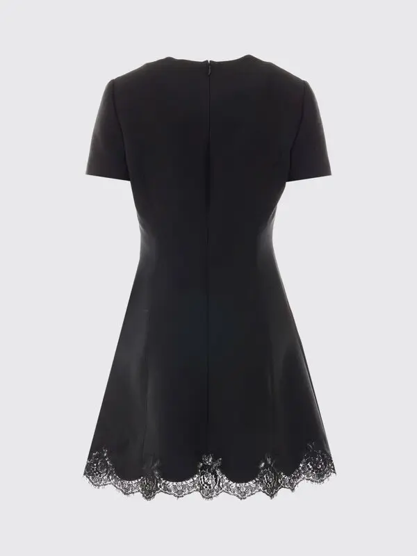 Valentino Garavani Lace-insert Wool And Silk Cocktail Mini Dress - Black