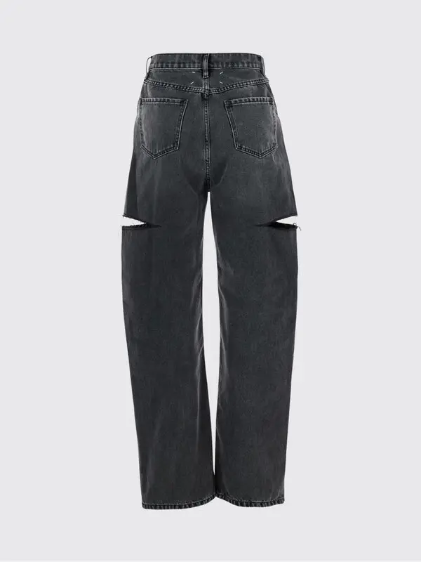 MAISON MARGIELA High-waisted Wide-leg Distressed Denim Jeans - Black