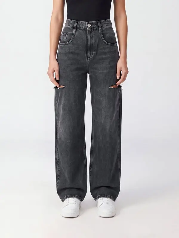 MAISON MARGIELA High-waisted Wide-leg Distressed Denim Jeans - Black