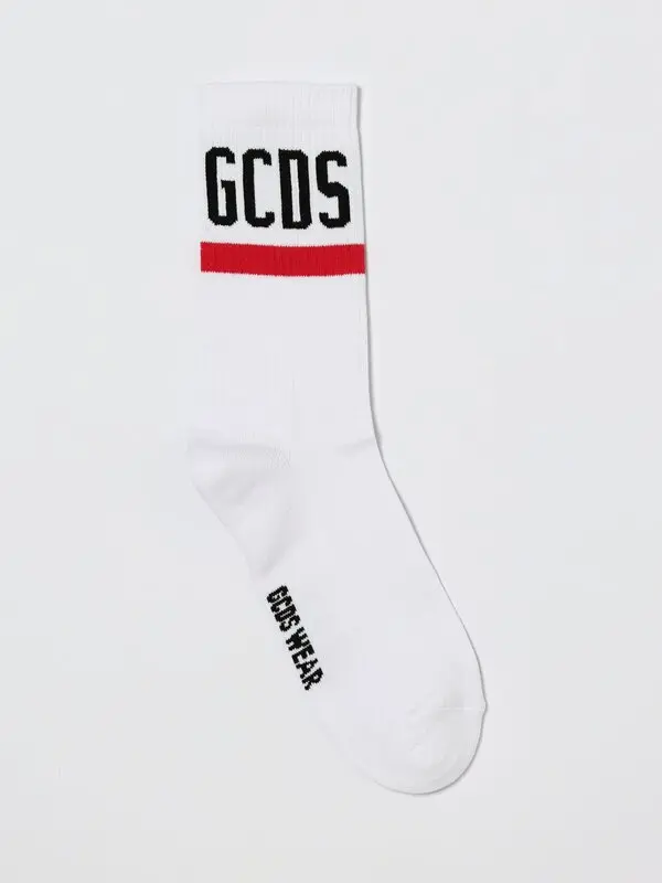 Gcds Stretch Cotton Socks With Jacquard Logo - Black