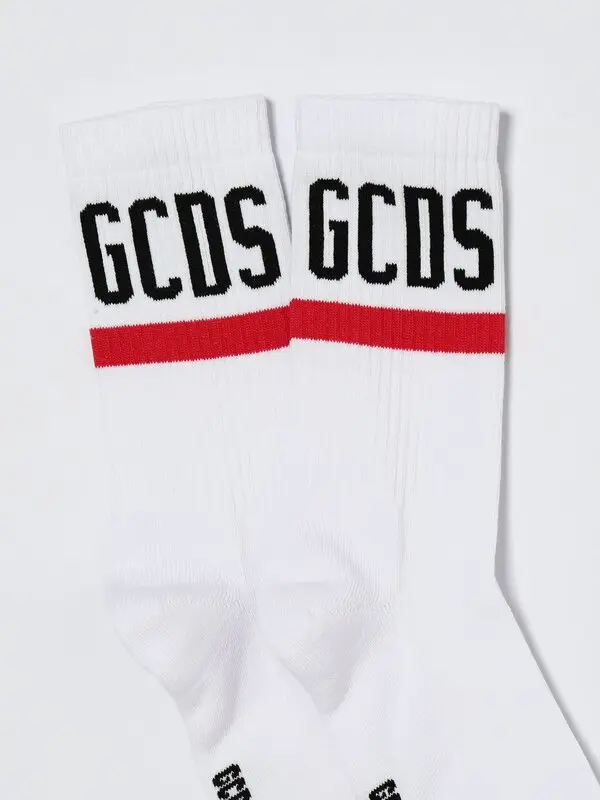 Gcds Stretch Cotton Socks With Jacquard Logo - Black