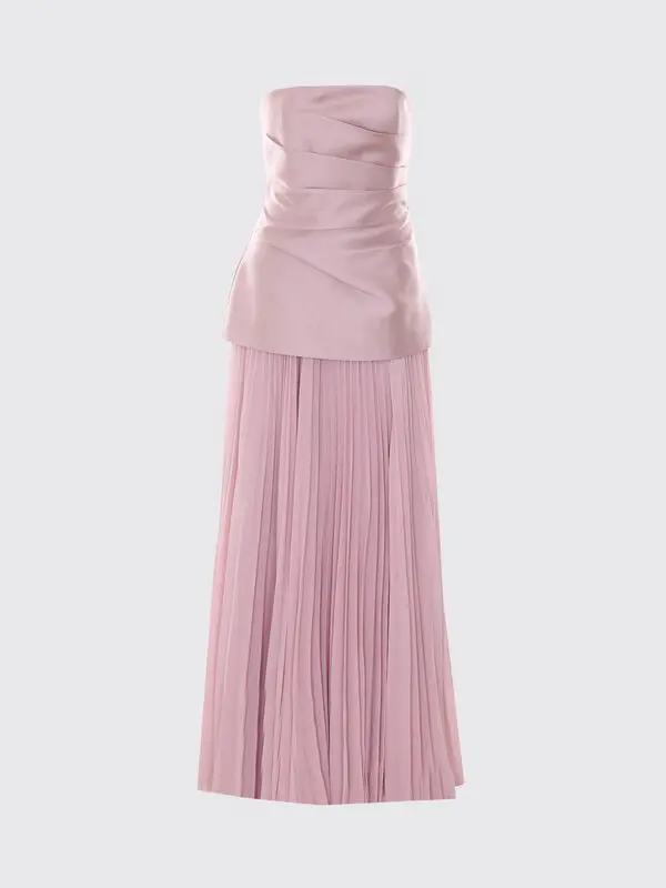 Solace London Pleated Crêpe Long Dress