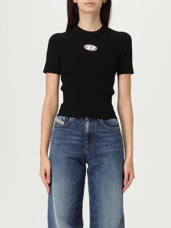 DIESEL® Ribbed Knit Top With Logo Detail
