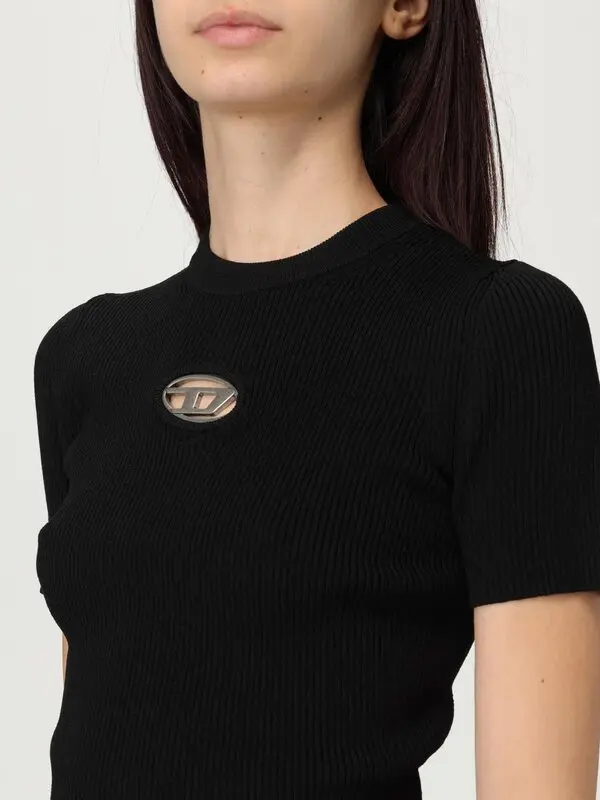 DIESEL® Ribbed Knit Top With Logo Detail