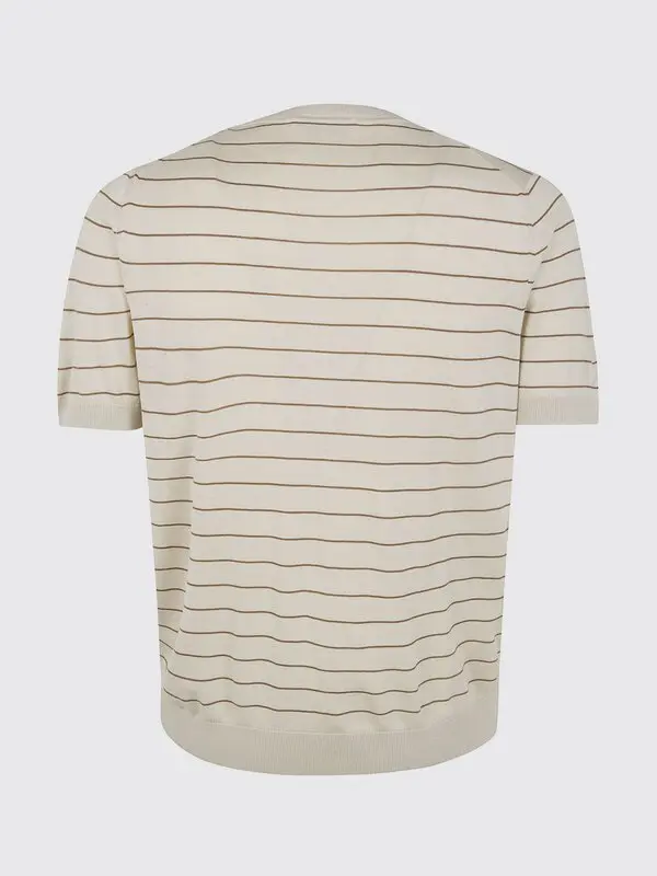 LARDINI Striped Silk Knit Top - Nude