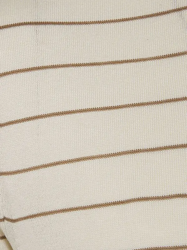 LARDINI Striped Silk Knit Top - Nude
