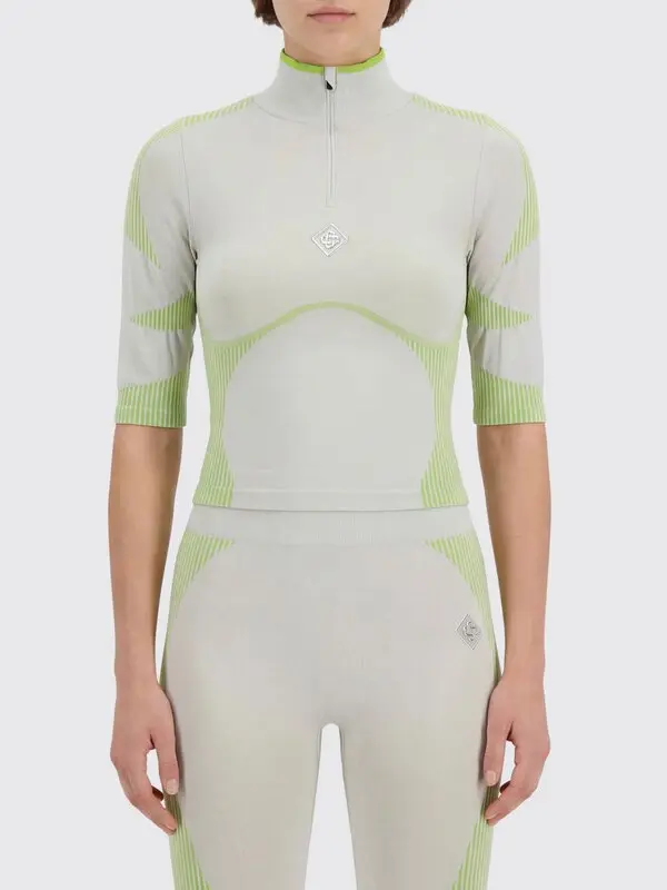 Casablanca Stretch Technical Fabric Sports Top With High Neck And Half Zip