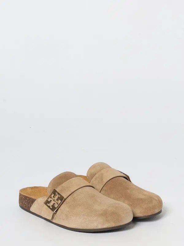 Tory Burch Suede Slip-on Clogs With Buckle Detail