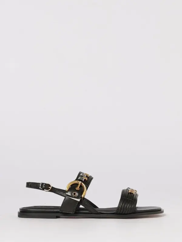 Pinko Milly 08 Leather Sandals With Studs - Black