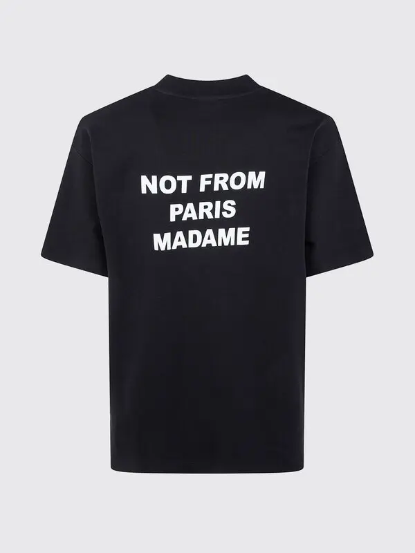 Drole De Monsieur Crewneck Cotton T-shirt With Logo And Slogan Print - Black